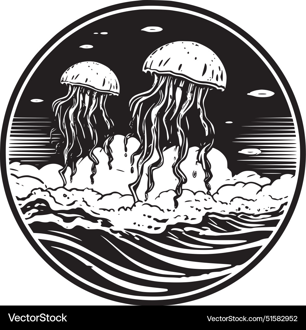 Ocean - black and white isolated icon Royalty Free Vector