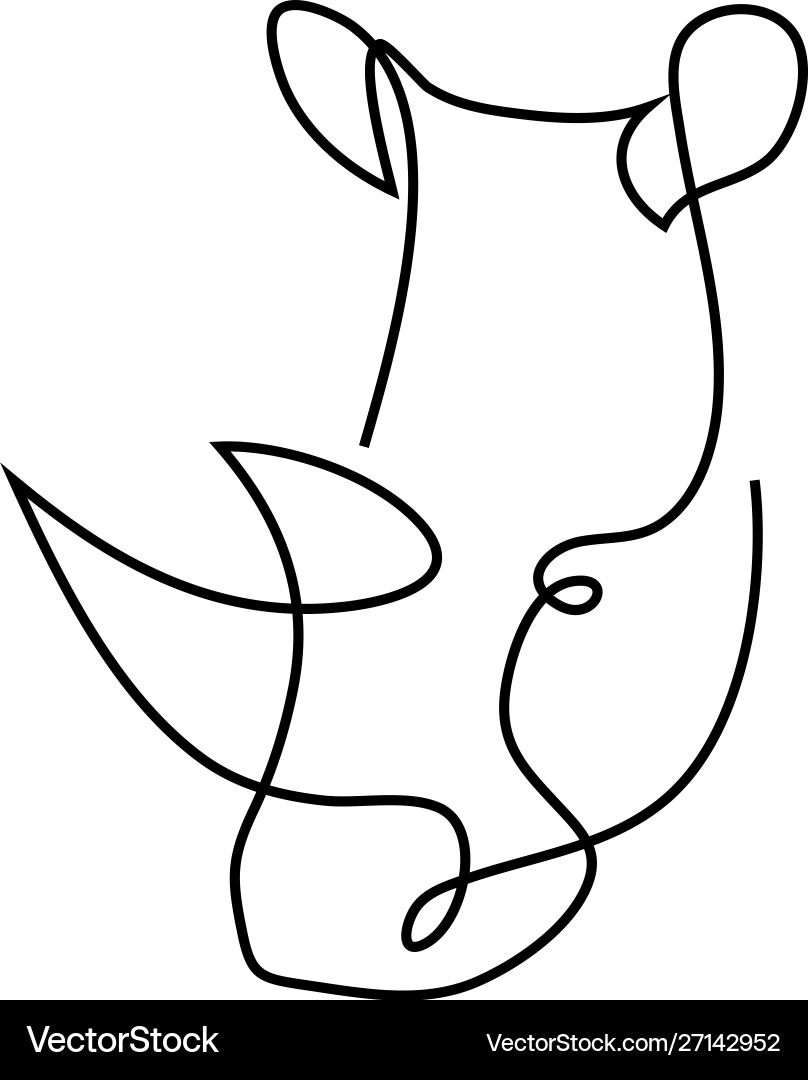One line silhouette design rhino hand drawn Vector Image