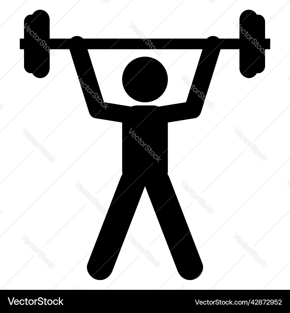 Simple stick man workout using barbell isolated Vector Image