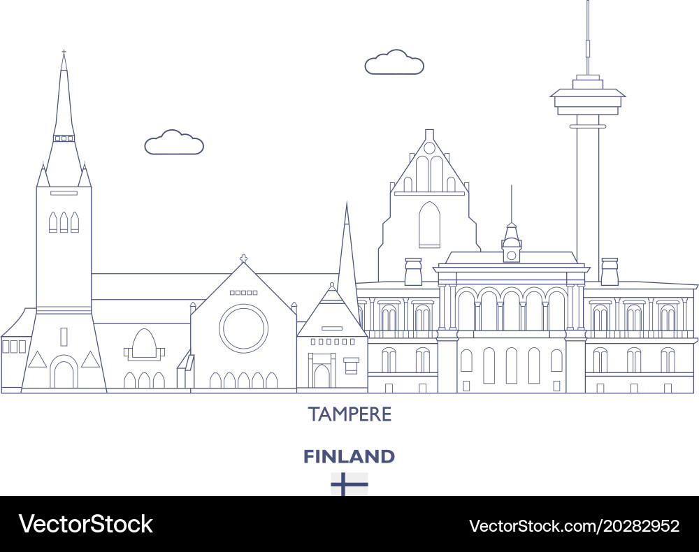 Tampere city skyline Royalty Free Vector Image