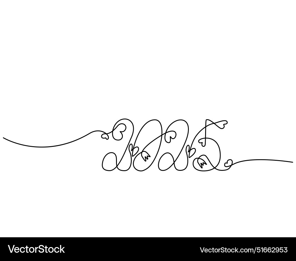 2025 hand drawn one continuous line inscription Vector Image