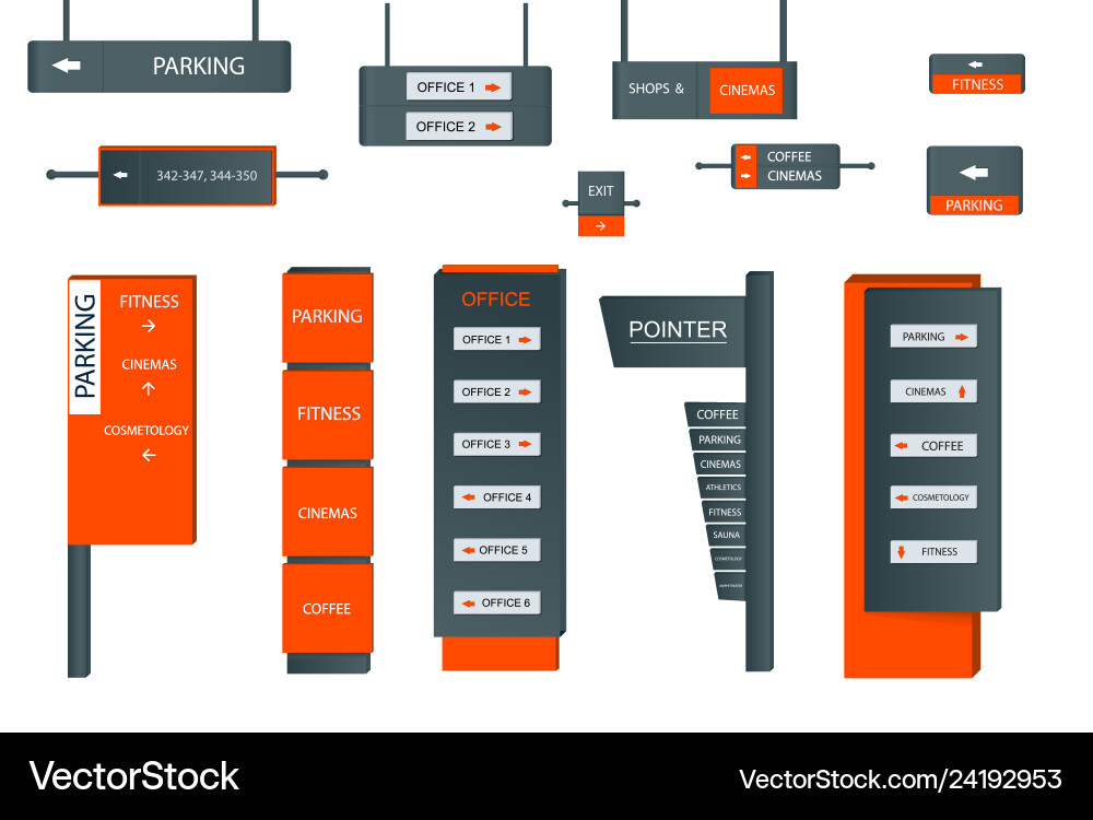 A set of signboards Royalty Free Vector Image - VectorStock