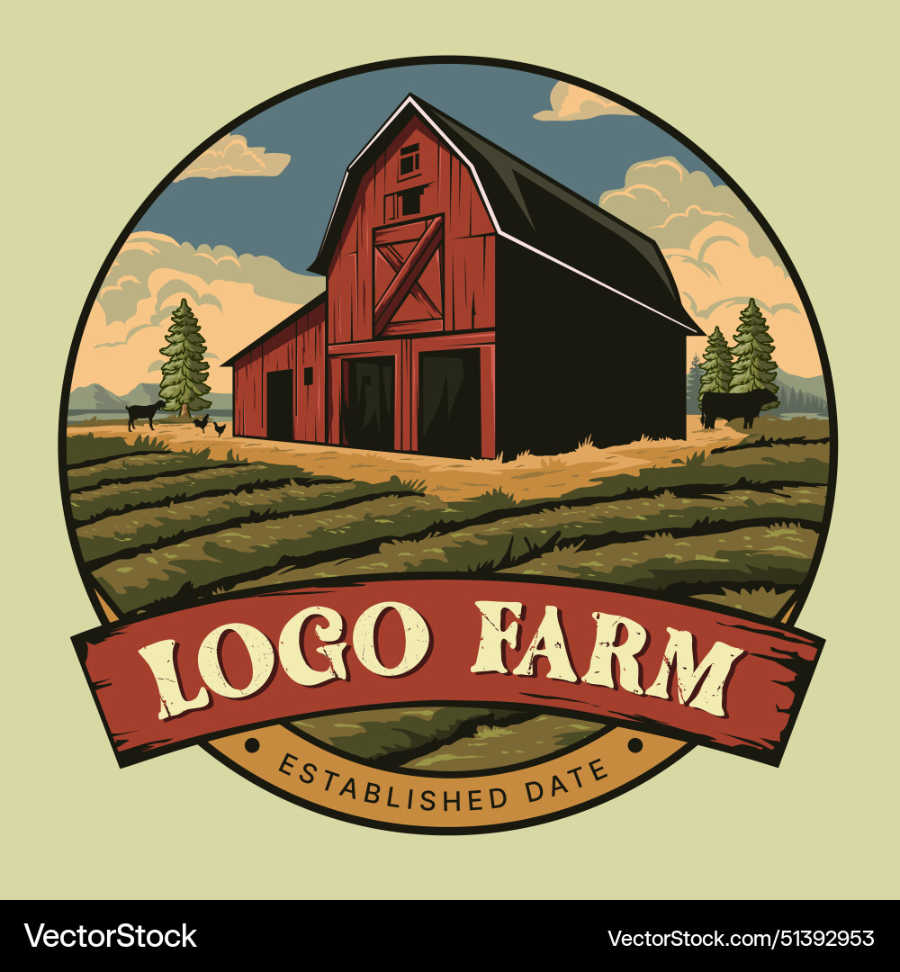 Agriculture farm logo design template Royalty Free Vector