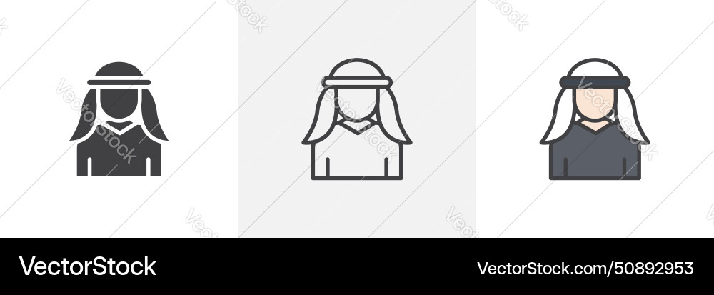 Arabic man icon set kuwait muslim sheikh Vector Image