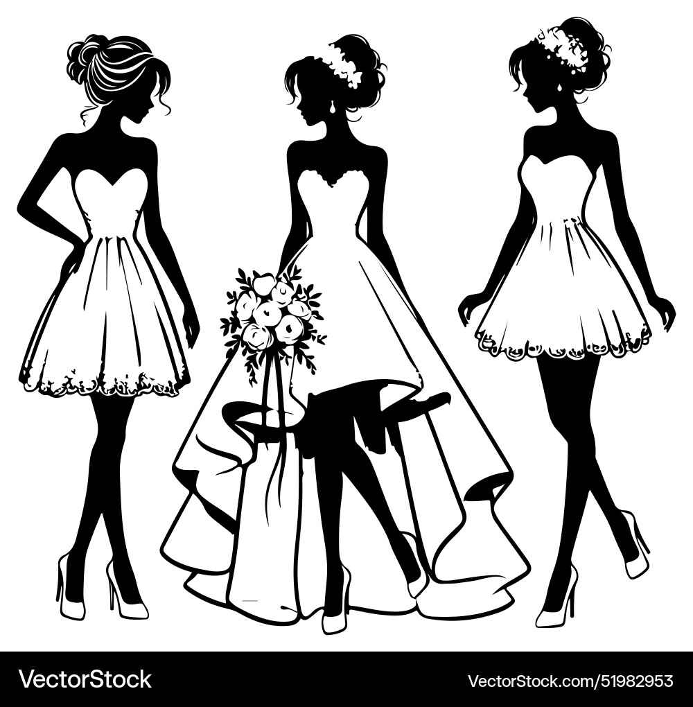 Beautiful bride girl wedding silhouette design Vector Image