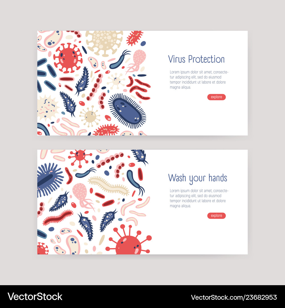 Cell Microorganism Banner Templates Royalty Free Vector