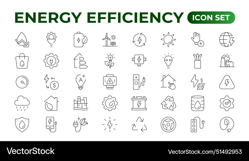 Energy efficiency icon set Royalty Free Vector Image