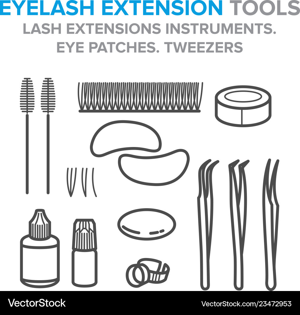Eyelash extension tools lash extensions Royalty Free Vector