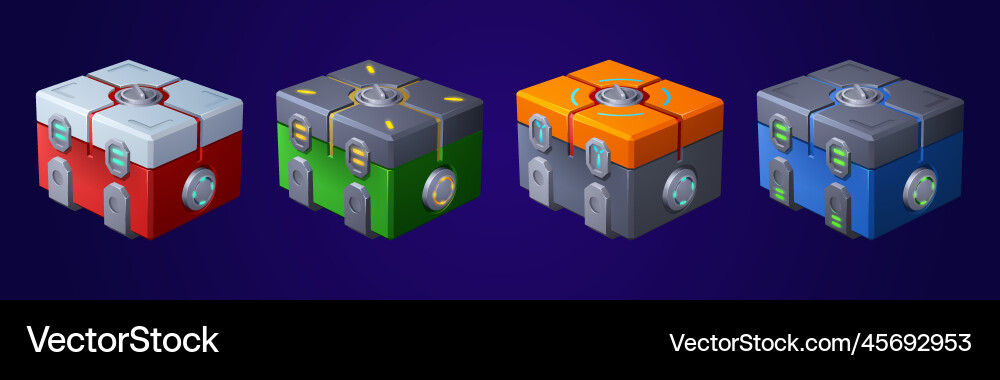 Game futuristic boxes future technology chests Vector Image