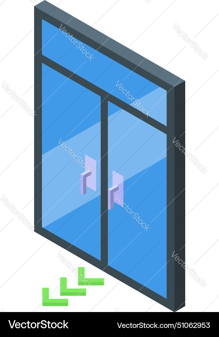 Glass automatic doors icon isometric enter Vector Image