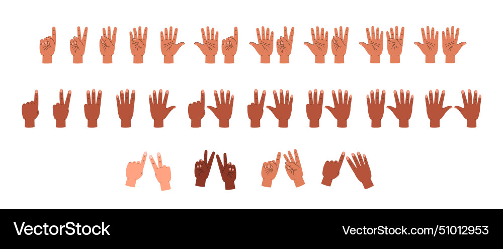 Hands of people different ethnicity count Vector Image