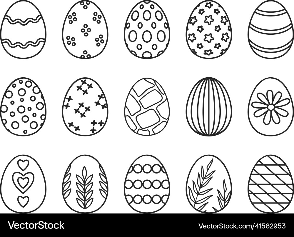 Happy easter day decorated eggs with pattern line Vector Image