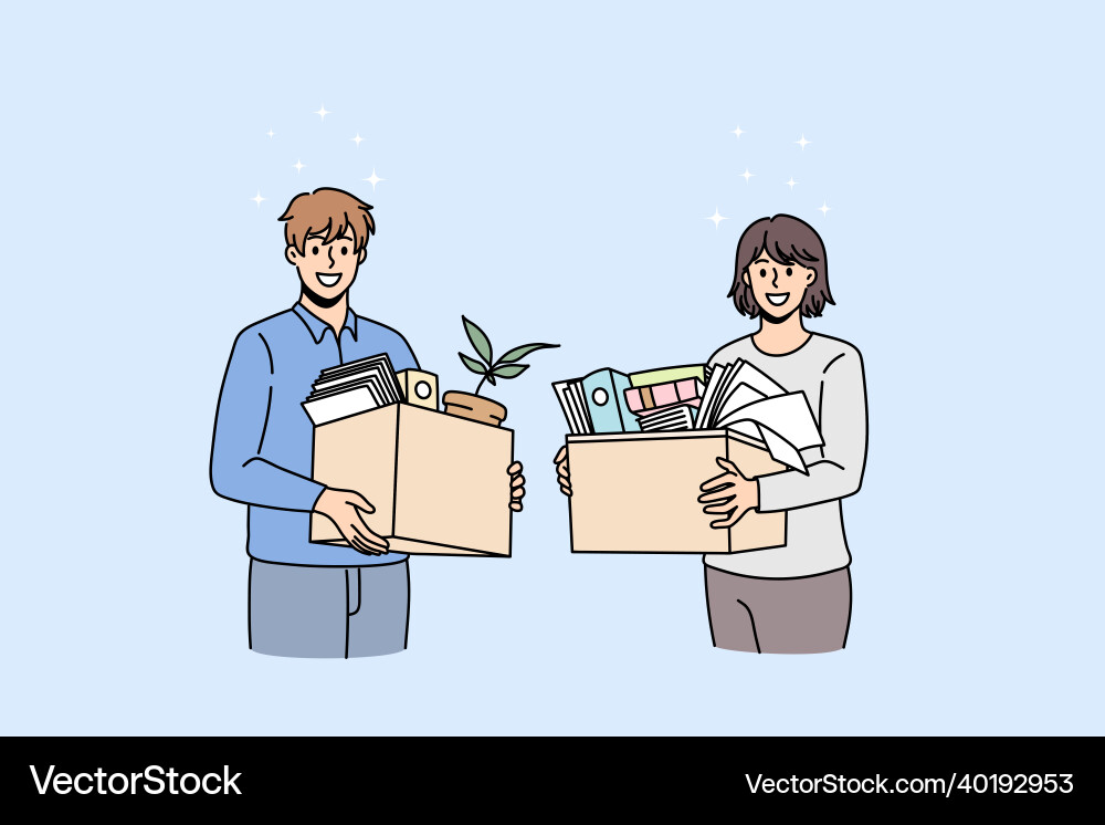 Happy Employees Moving into New Office Royalty Free Vector