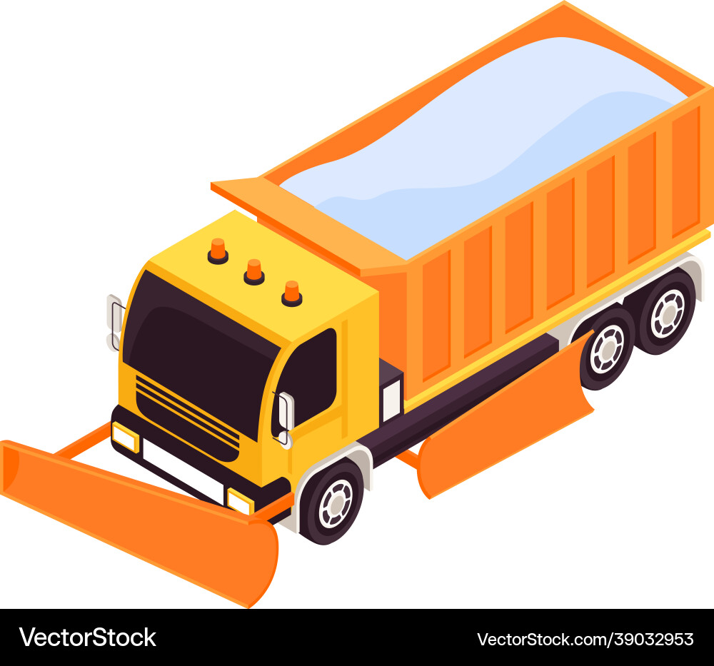 Isometric snow truck composition Royalty Free Vector Image