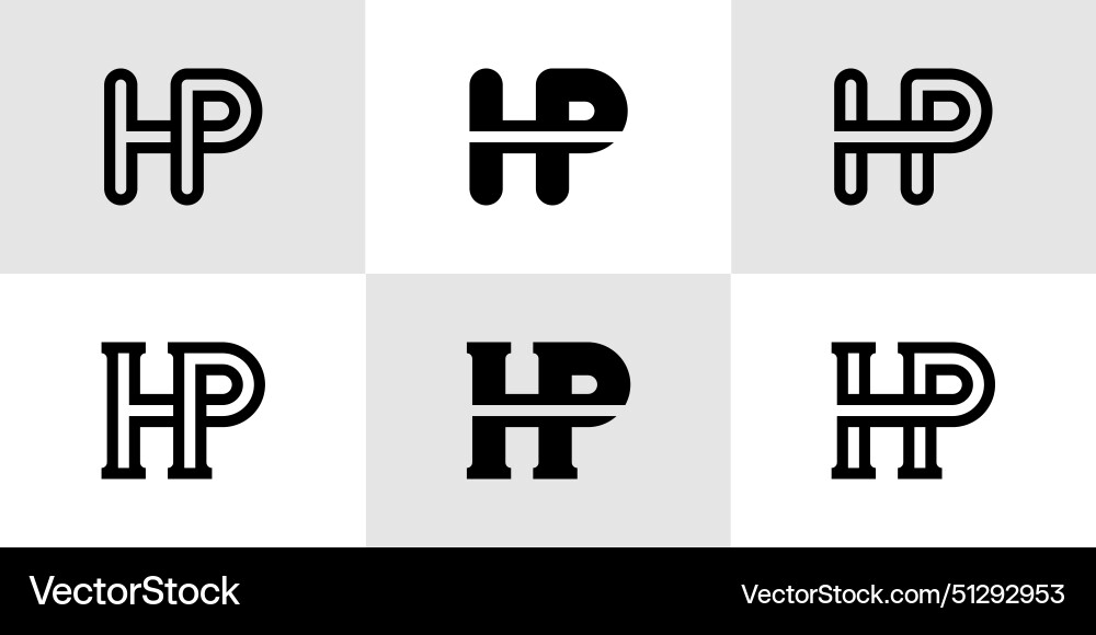 Letters hp monogram logo set suitable Royalty Free Vector