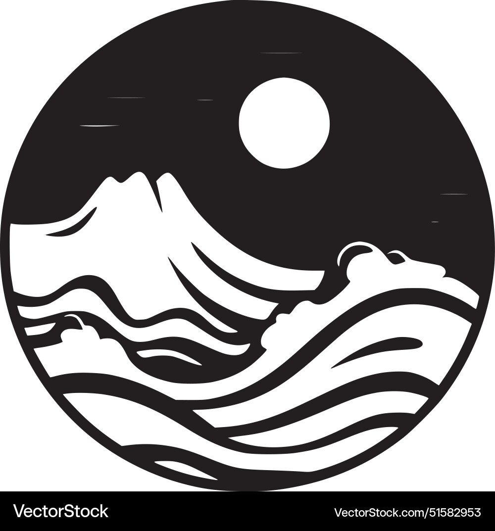 Ocean - minimalist and flat logo Royalty Free Vector Image