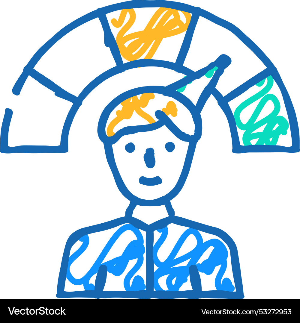 Positive employee level icon doodle Royalty Free Vector