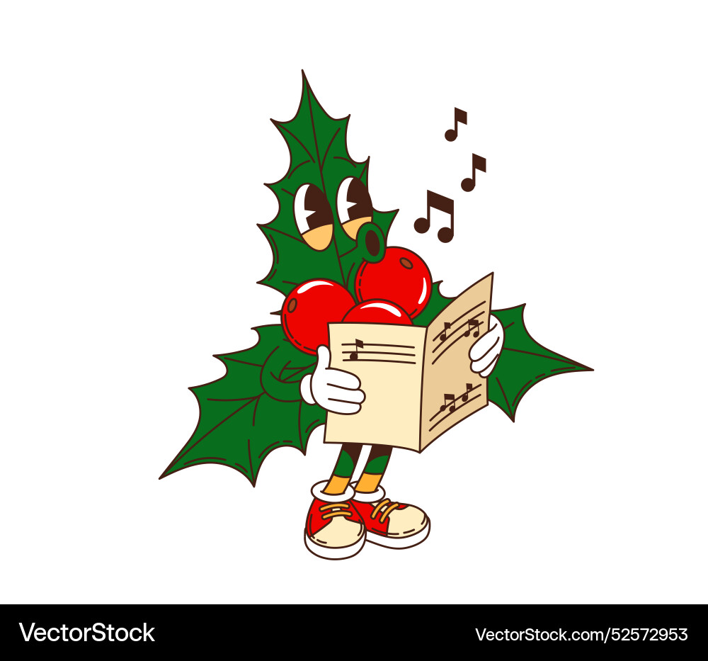Retro Christmas Holly Singer Royalty Free Vector Image