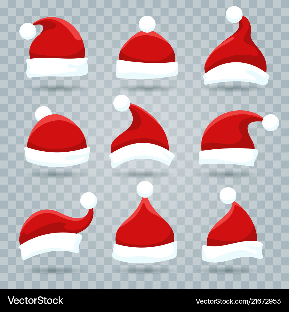 Santa Hat Set - Christmas Royalty Free Vector Image