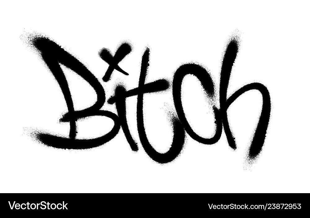 Sprayed bitch font graffiti with overspray Vector Image