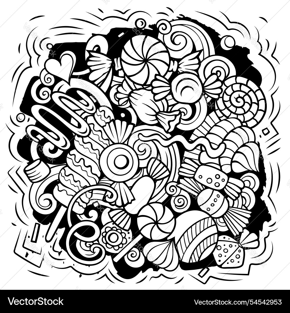 Sweet candies cartoon doodle Royalty Free Vector Image