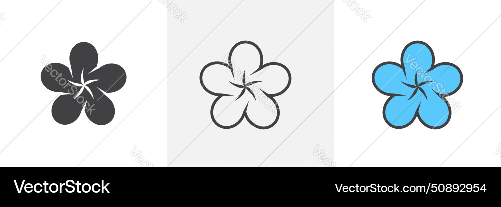 Araliya flower icon set plumeria Royalty Free Vector Image