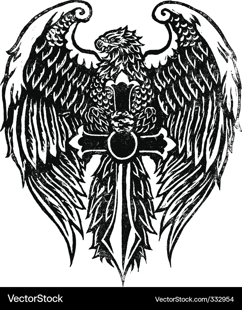 Eagle with sword stamp Royalty Free Vector Image