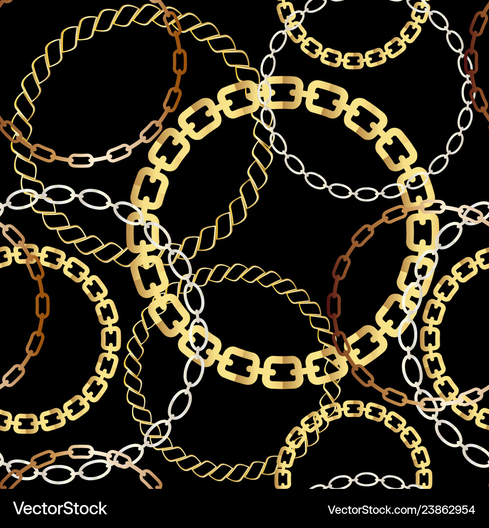 Fashion seamless pattern with golden chains Vector Image