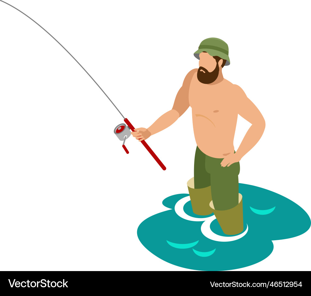 Fisherman isometric Royalty Free Vector Image - VectorStock