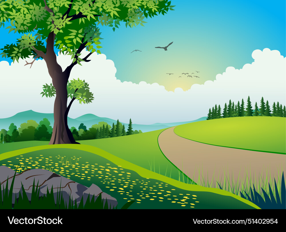 Grassland view Royalty Free Vector Image - VectorStock