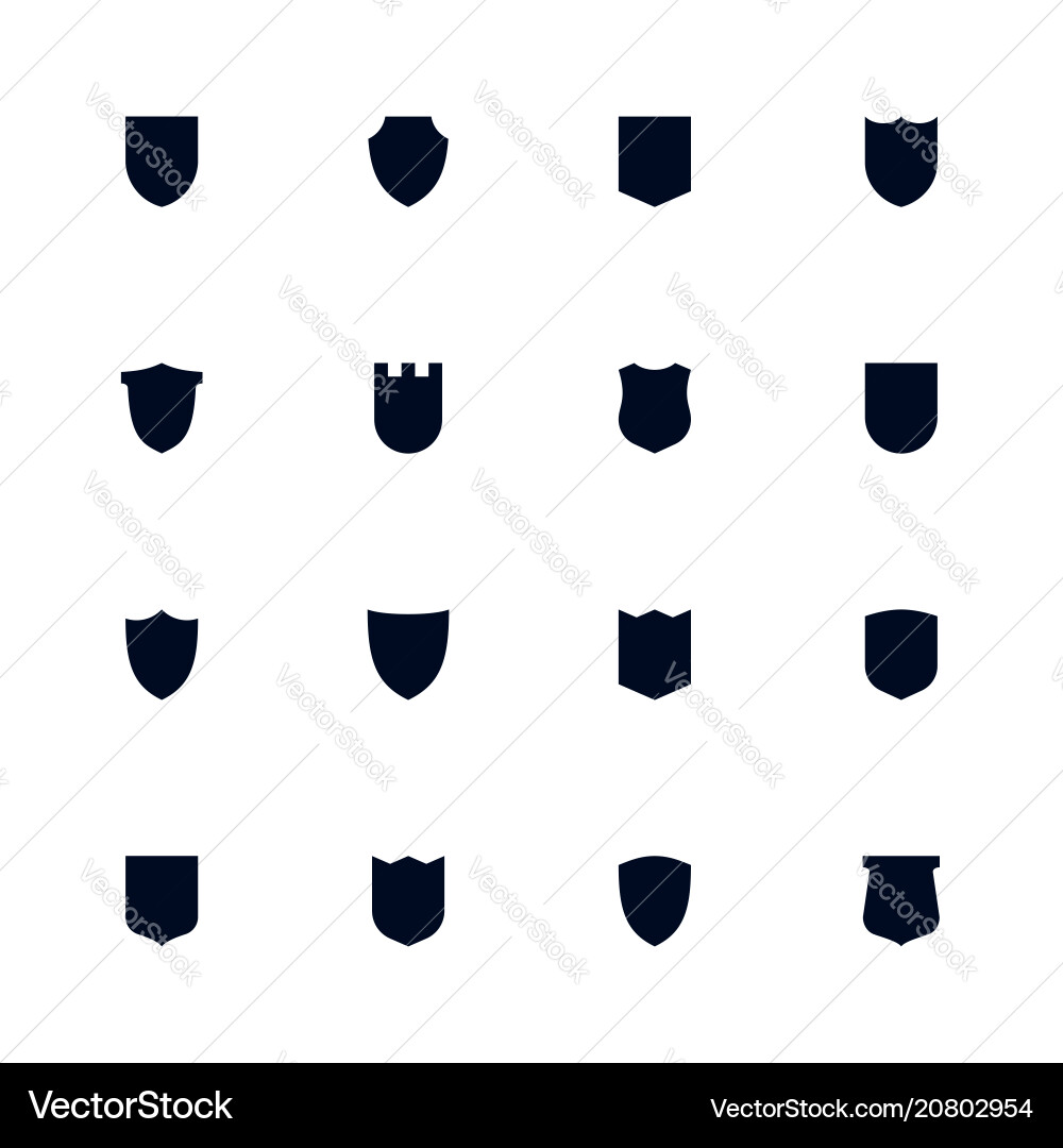 Shield icon set simple flat symbols guard Vector Image