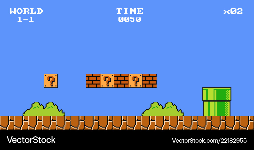 8bit platformer pixel art mobile game assets Vector Image