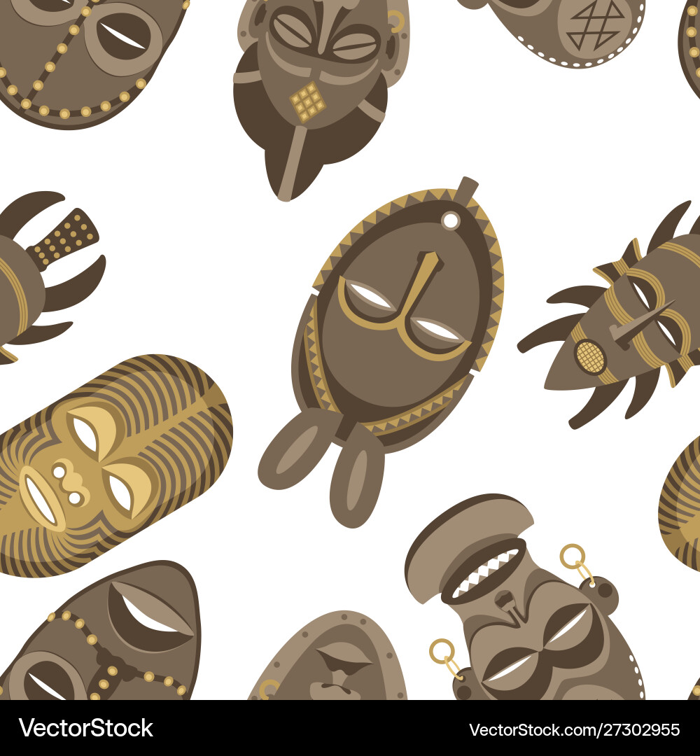 African masks pattern Royalty Free Vector Image
