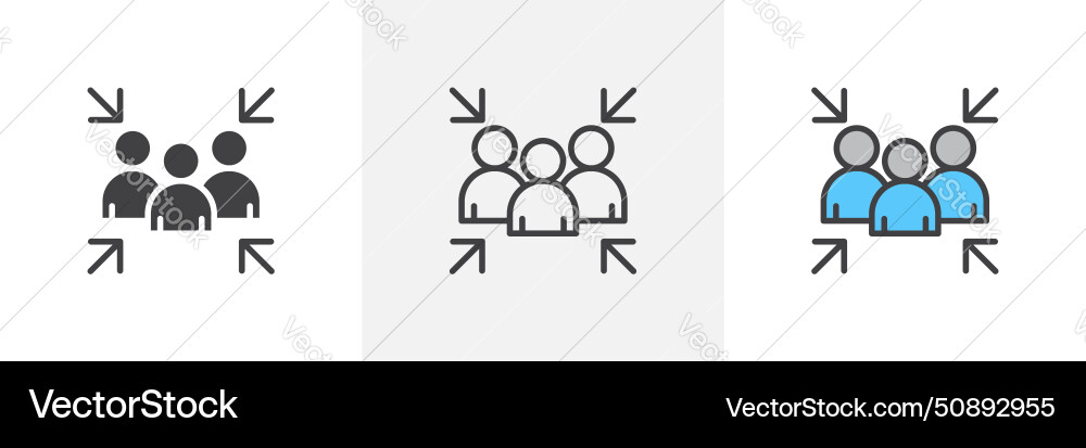 Assembly point icon set emergency fire meeting Vector Image