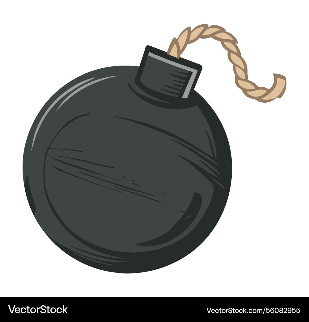 Black cartoon bomb flat icon represents Royalty Free Vector