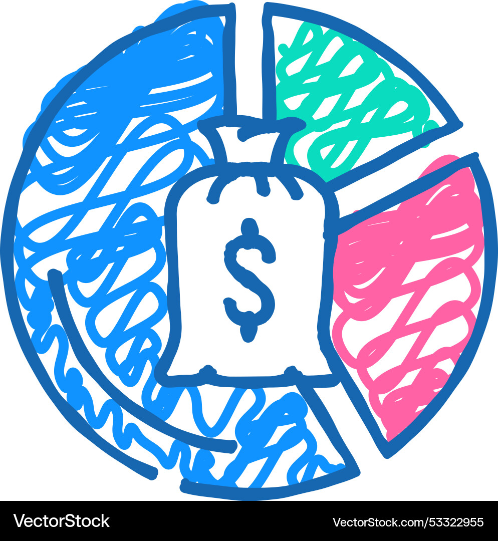 Budget management icon doodle Royalty Free Vector Image