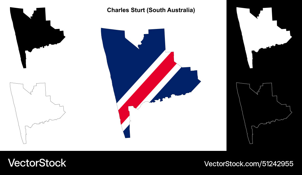 Charles sturt outline map Royalty Free Vector Image