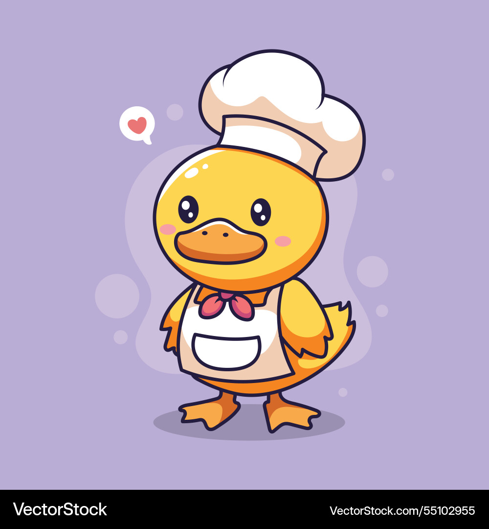 Duck chef cartoon cute duck Royalty Free Vector Image
