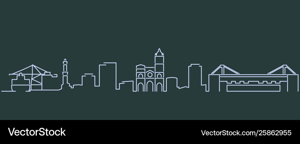 Genoa single line skyline profile Royalty Free Vector Image