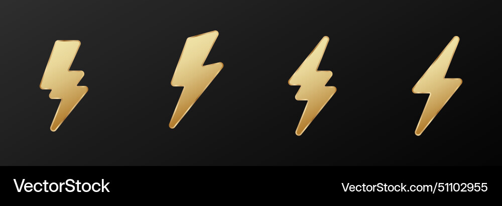 Gold thunder bolt logo energy Royalty Free Vector Image