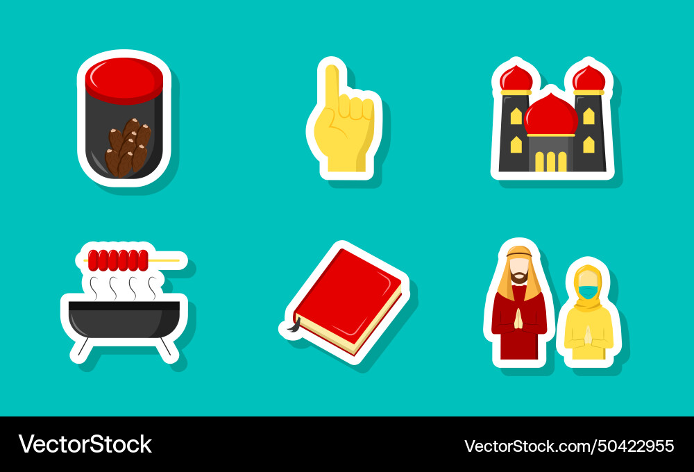 Islamic stickers set collection design Royalty Free Vector
