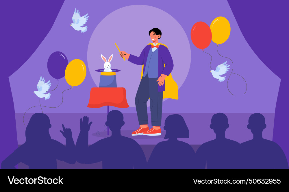 Magic trick with bunny Royalty Free Vector Image