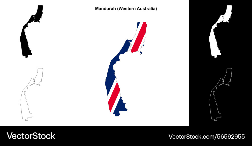 Mandurah outline map Royalty Free Vector Image