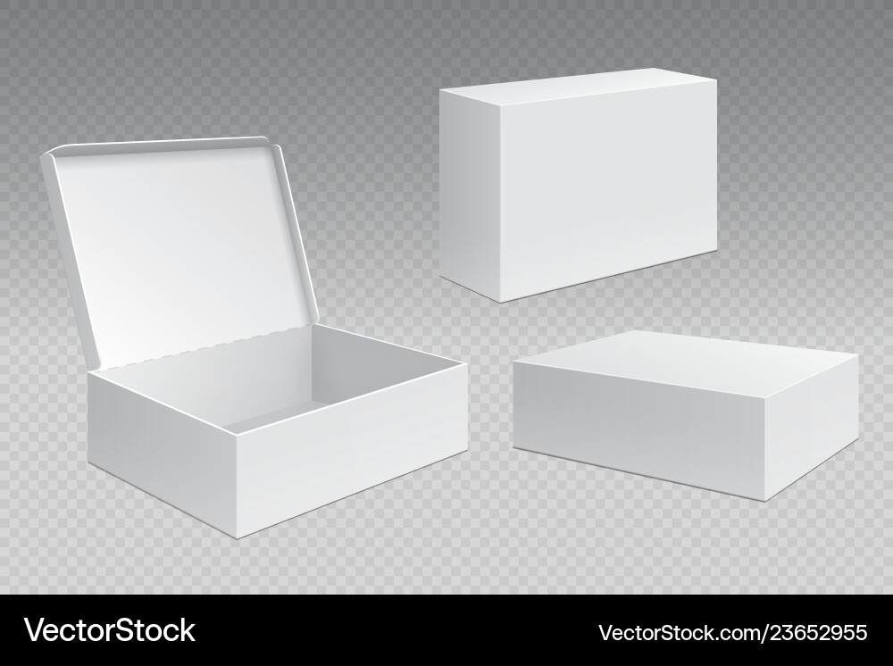 Realistic packaging boxes white open cardboard Vector Image
