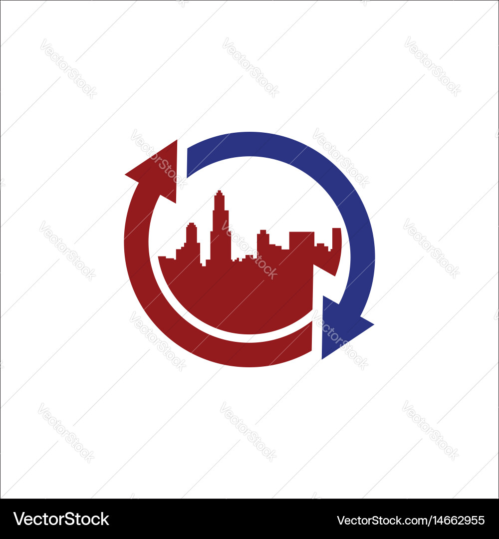 Round arrow town cityscape logo Royalty Free Vector Image