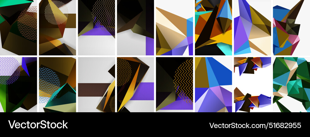 Set of low poly triangles poster geometric Vector Image