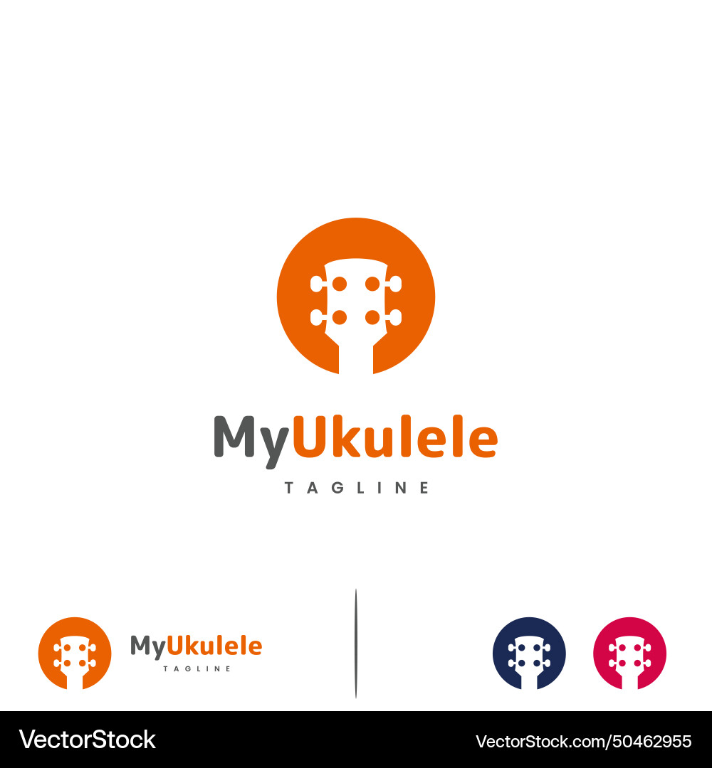 Simple modern ukulele logo design on isolated Vector Image