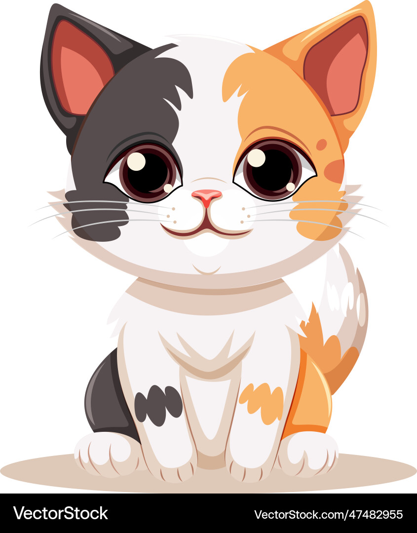 Sweet eyed kitten cartoon character Royalty Free Vector