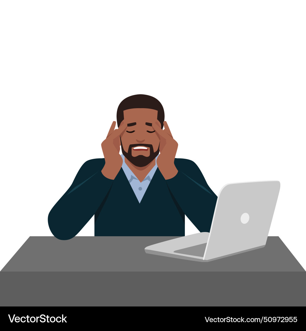 Young stressed man cartoon character clutched his Vector Image