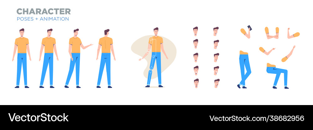 Cartoon Man Character Animation Set Royalty Free Vector